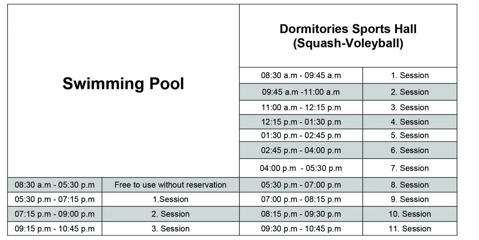 EN / Bilkent University – Sports Facilities